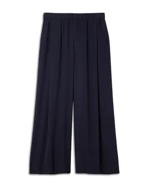 Eileen Fisher Silk Georgette Crepe Wide Ankle Pants - Ink