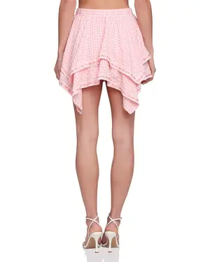 Avec Les Filles Handkerchief Hem Mini Skirt - Pink/white Gingham