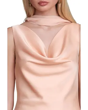Avec Les Filles Floral Satin Scarf Tie Mini Dress