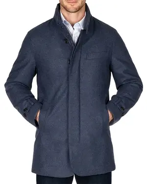 NORWEGIAN WOOL Stretch Down Filled Car Coat - Blue