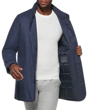 NORWEGIAN WOOL Stretch Down Filled Car Coat - Blue