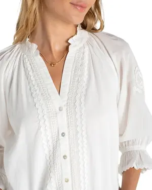 LIVERPOOL Embroidered Button-front Top