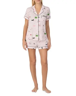 Kate Spade New York Shirt & Shorts Pajama Set Pink Multi