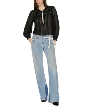 RE/DONE Tate Long Sleeve Blouse - Black