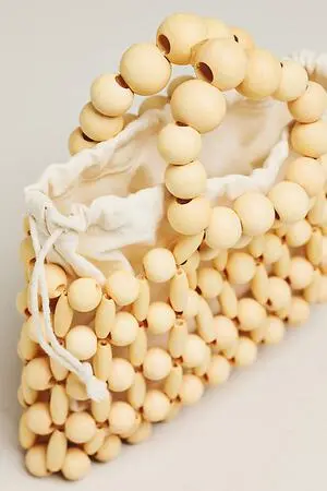 Anthropologie Wood Bead Top-handle Mini Satchel - Natural