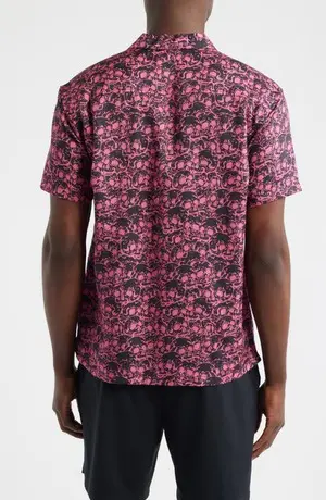 BOARDIES Skull Print Camp Shirt - Black/red