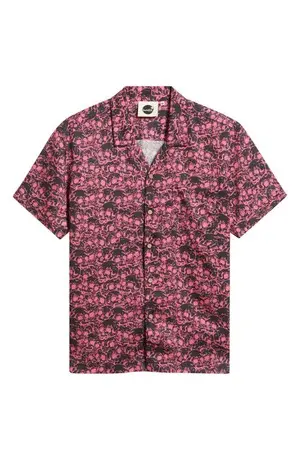 BOARDIES Skull Print Camp Shirt - Black/red