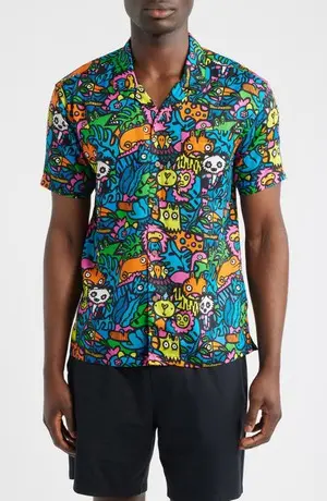 BOARDIES Munday Jungle Print Camp Shirt - Multi