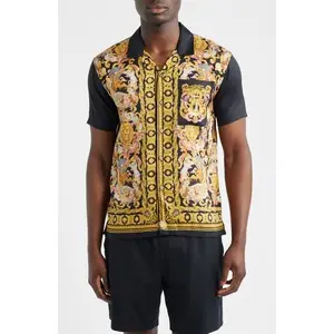 BOARDIES Baroque Print Camp Shirt - Black