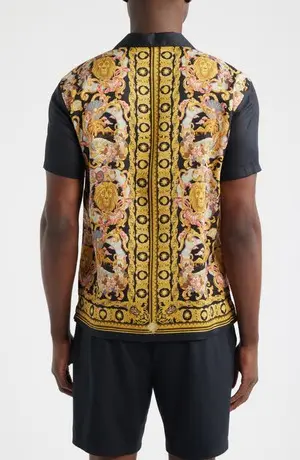 BOARDIES Baroque Print Camp Shirt - Black