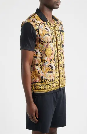 BOARDIES Baroque Print Camp Shirt - Black