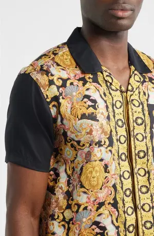 BOARDIES Baroque Print Camp Shirt - Black