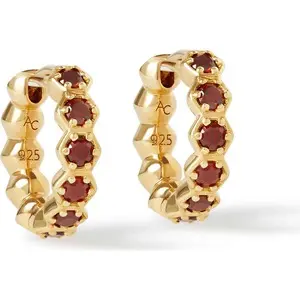 Astley Clarke Deco Red Garnet Huggie Earrings - Gold