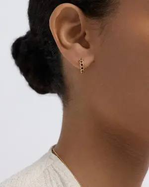 Astley Clarke Deco Red Garnet Huggie Earrings