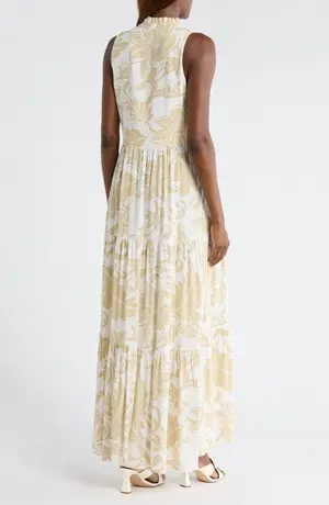 Vince Camuto Sleeveless Tiered Maxi Dress - Camel