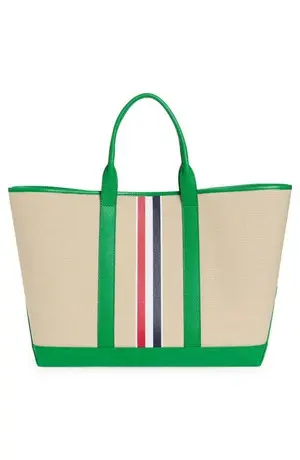 Thom Browne Canvas And Leather Tool Tote - Green
