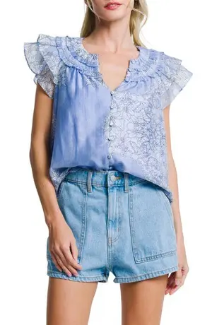 CIEBON Floral Print Cap Sleeve Top