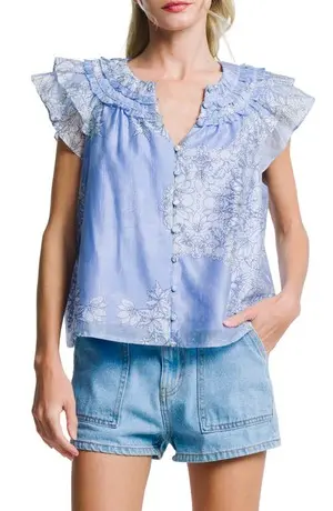 CIEBON Floral Print Cap Sleeve Top