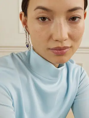 Yeprem 18-karat White Gold Sapphire And Diamond Drop Earrings