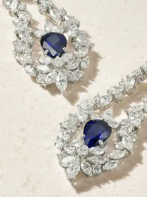 Yeprem 18-karat White Gold Sapphire And Diamond Drop Earrings