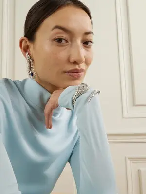 Yeprem 18-karat White Gold Sapphire And Diamond Drop Earrings