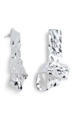 NAVEDA Jiya Knot Statement Earrings - Silver