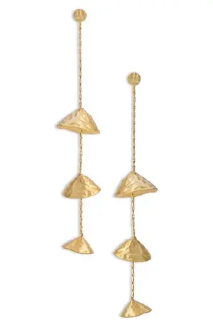 NAVEDA Rani Hammered Linear Drop Earrings - Gold