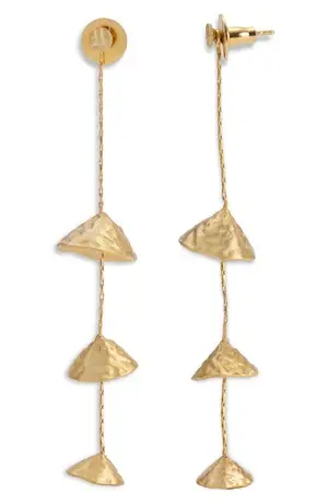 NAVEDA Rani Hammered Linear Drop Earrings - Gold
