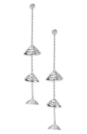 NAVEDA Rani Hammered Linear Drop Earrings - Silver