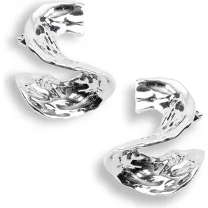 NAVEDA Mira Hammered Drop Earrings Silver