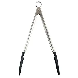 CUISIPRO 12 Inch Silicone Locking Tongs - Black