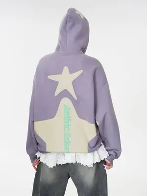 AELFRIC EDEN Star Graphic Color Block Hoodie - Purple