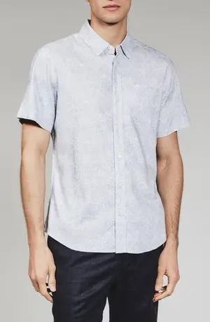 7 Diamonds Fontaine Floral Print Short Sleeve Button-up Shirt