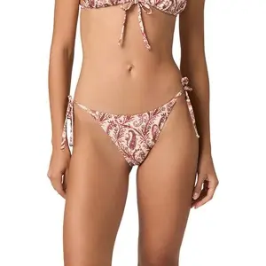 Paige Camille Side Tie Bikini Bottoms - Cream Multi