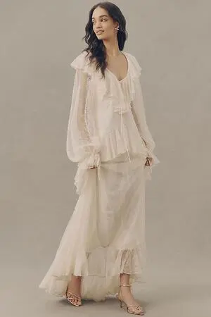 DE LA VALI Esen Long-sleeve Ruffle Maxi Dress