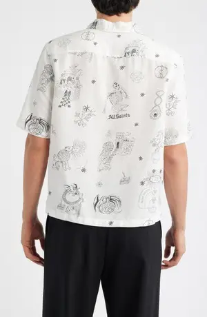 ALLSAINTS Terra Print Short Sleeve Button-up Shirt - Ecru