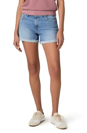 Paige Dylan Cuffed Raw Hem Mid-rise Denim Shorts - Tulipe