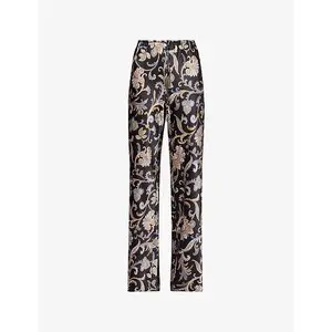 Veronica Beard Billie Floral-print Silk-blend Trousers - Black Multi