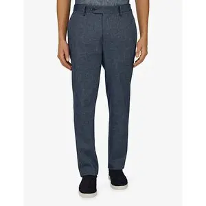 Boggi Milano Straight Slim-fit Stretch Cotton And Linen-blend Trousers