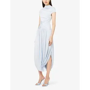 SELF-PORTRAIT Gathered Jersey Midi Dress