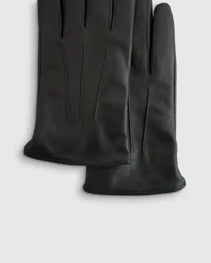 Quince Cashmere Lined Leather Gloves - Black