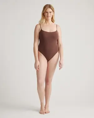 Quince Second Skin Scoop Neck Cami Bodysuit - Cocoa