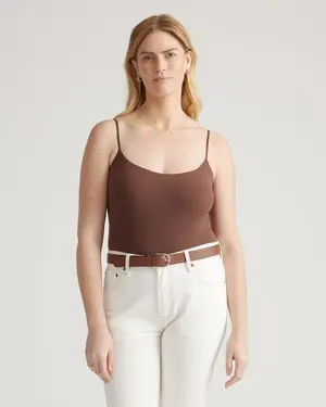 Quince Second Skin Scoop Neck Cami Bodysuit - Cocoa