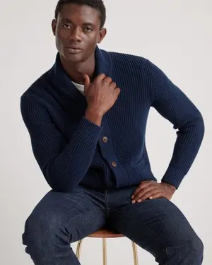 Quince Organic Cotton Shawl-collar Cardigan Sweater