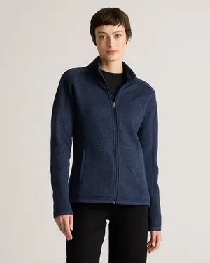 Quince Sweater-knit Fleece Full-zip Jacket - Navy