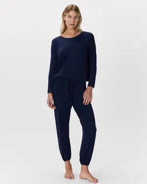 Quince Bamboo Jersey Slouchy Pajama Set - Deep Navy