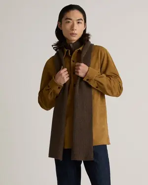 Quince Mongolian Cashmere Ribbed Scarf - Brown