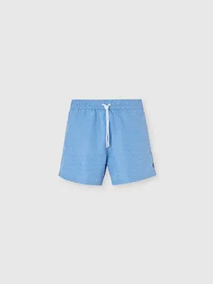 UM Mid-length Swim Shorts With Zigzag Print - Light Blue