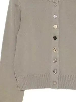 BARRIE Cotton And Cashmere Jewelled Button Cardigan - Neutrals