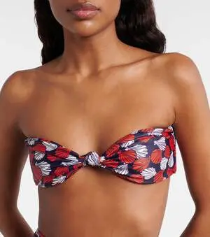 SAME Knotted Printed Bandeau Bikini Top - Blue